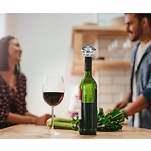 Wine Stoppers, Decorative Crystal Diamond Wine Bottle Stoppers with Gift Box Beverage Reusable Wine Corks Plug Keep Fresh Set of 3 Diamonds