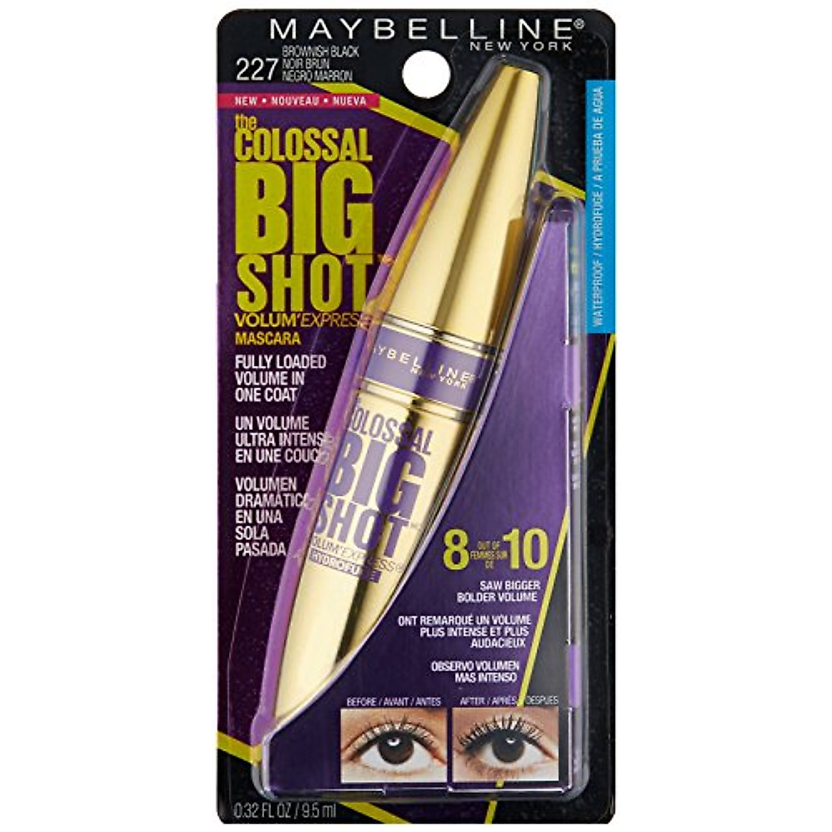 Maybelline New York Volum' Express The Colossal Big Shot Waterproof Mascara, Brownish Black, 0.32 fl. oz.
