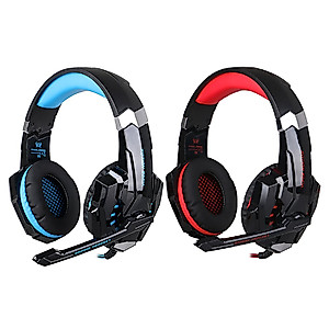 KOTION EACH G9000 Headset 3.5mm Game Gaming Headphone Earphone with Microphone LED Light for Laptop Tablet/Mobile Phones/ PS4 (Black Blue)