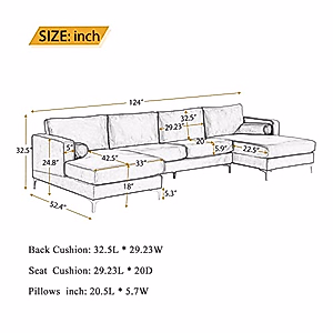 Sectional Sofa with Two Pillows U-Shape Upholstered Couch with Modern Elegant Velvet for Living Room Apartment (Color : Grey) (Blue)