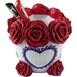 World of Wonders Sugar Skull Day of the Dead Makeup Brush Holder Organizer | Makeup Organizers For Vanity and Sugar Skull Gifts for Women | Día de Los Muertos Decoration - 5"