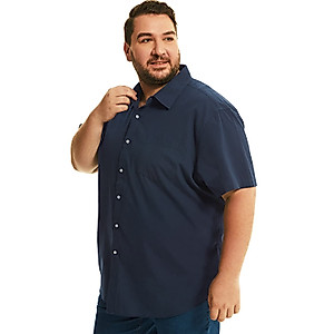 HOdo Big and Tall Mens Cotton Button Down Shirt Navy 4XL