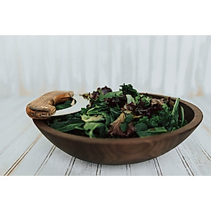 Holland Bowl Mill Walnut Wood Chopping Bowl Set - 12 Inch Walnut Bowl & Mezzaluna (Ulu) Knife