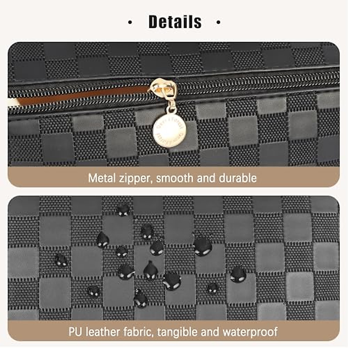 Ineowelly Makeup Bag, Large Capacity Travel Cosmetic Bag, Extra Large Makeup Bag,Portable Travel Makeup Bag Cosmetic Bag PU Makeup Organizer Bag Toiletry Bag for Women Girls,Black