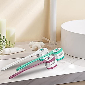 INGVY Dry Brushing Body Brush Electric Shower Brush with Long Handle Back Scrubber Body Brush for Deep Cleaning Cleansing Bathing Shower Washing (Color : Red)