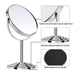 NAYSAYE Round Tabletop Vanity Mirror - Double Sided Makeup Table Mirror Stand with 1X/4X Magnifying (7-inch)
