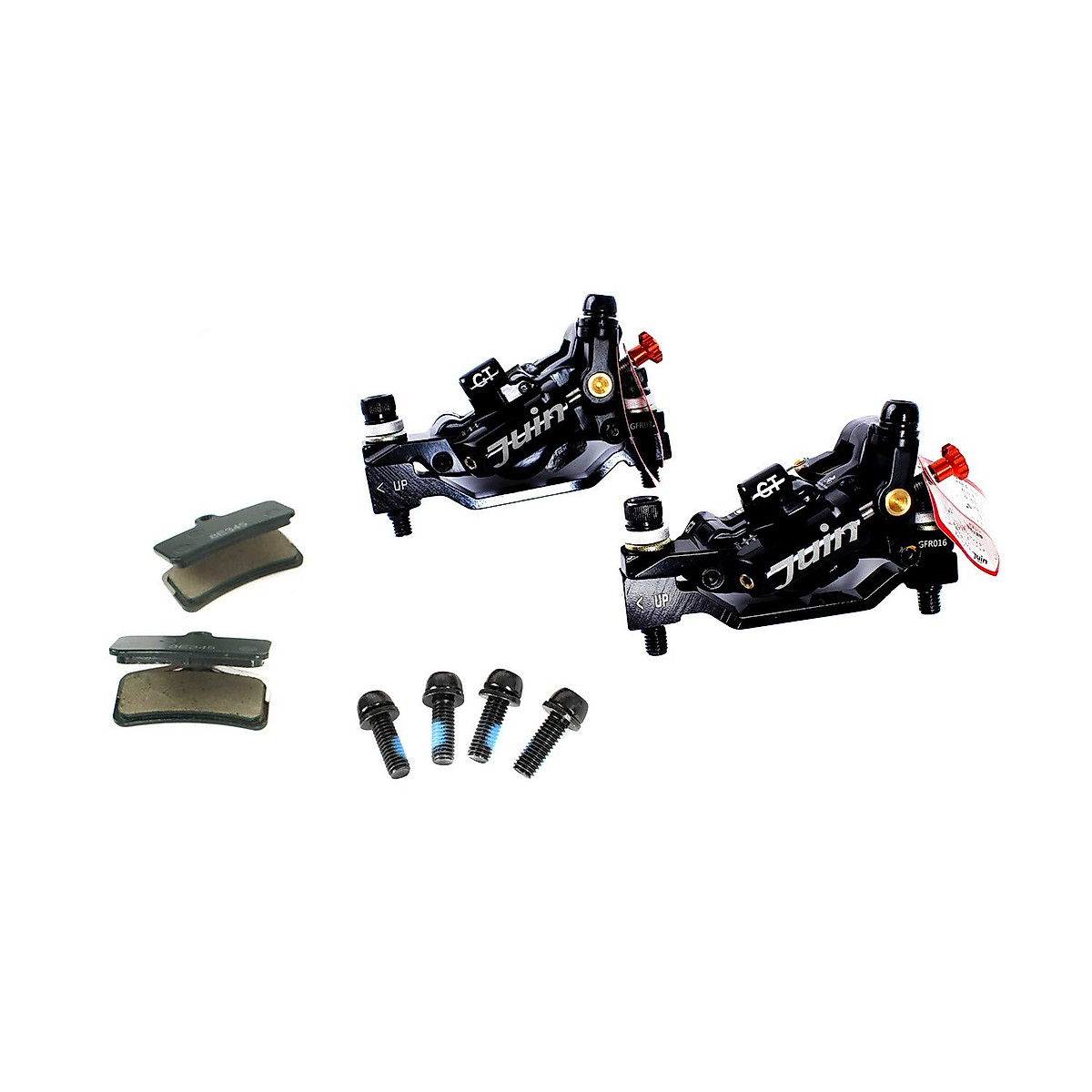 Juin Tech GT-P Cable Actuated Hydraulic Bicycle Bike Disc Brake Caliper Set Extra Powerful Hybrid Brake for Road/Mountain/Cyclocross/Gravel/E-Bike/Folding Bike etc. use(Black)