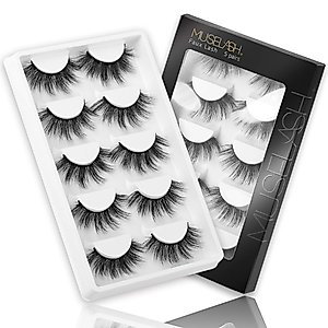 MUSELASH False eyelashes False Lashes 3D set professional 100% Handmade natural, glamorous, demi wispies, volume multipacks, cotton band