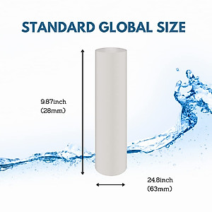 Hydraira 4-Pack 20 Micron 9.87” x 2.5” Sediment Water Filter Replacement Cartridge for Any Standard RO unit | Whole House RO System | Whole House Sediment Filtration CG9870020