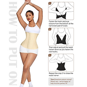 Lover-Beauty Waist Trainer for Women Latex Corsets Waist Cincher Workout Girdle Hourglass Body Shaper (3X-Large, Beige)