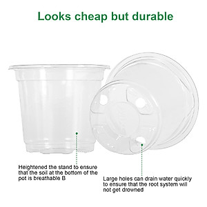 MIXC Clear Plant Nursery Pots with Humidity Dome 4" Soft Transparent Plastic Gardening Pot Planting Containers Cups Planter Small Starter Seed Starting Trays for Seedling with 10pcs Plant Labels
