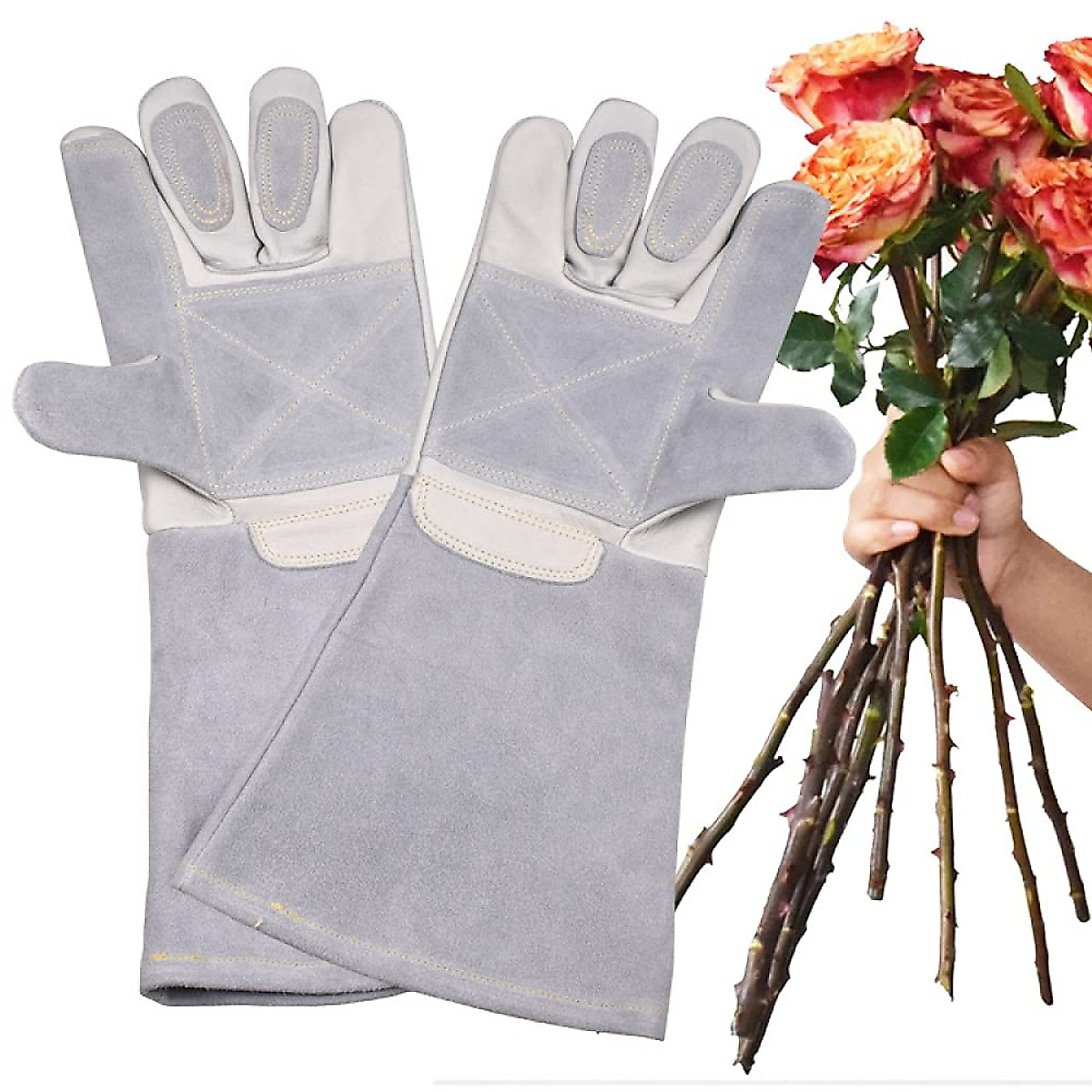 JunJia Leather Made Thorn Proof Gardening Gloves for Men and Women, Gloves as Safety Work Gloves, Garden Gloves and Gifts for Ladies for Yard Work, Construction, Warehouse