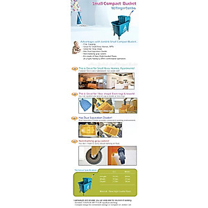 Compact Mini Mop Bucket w/Side Press Wringer 17 QT Yellow, Blue & Green by janiLink (Green)