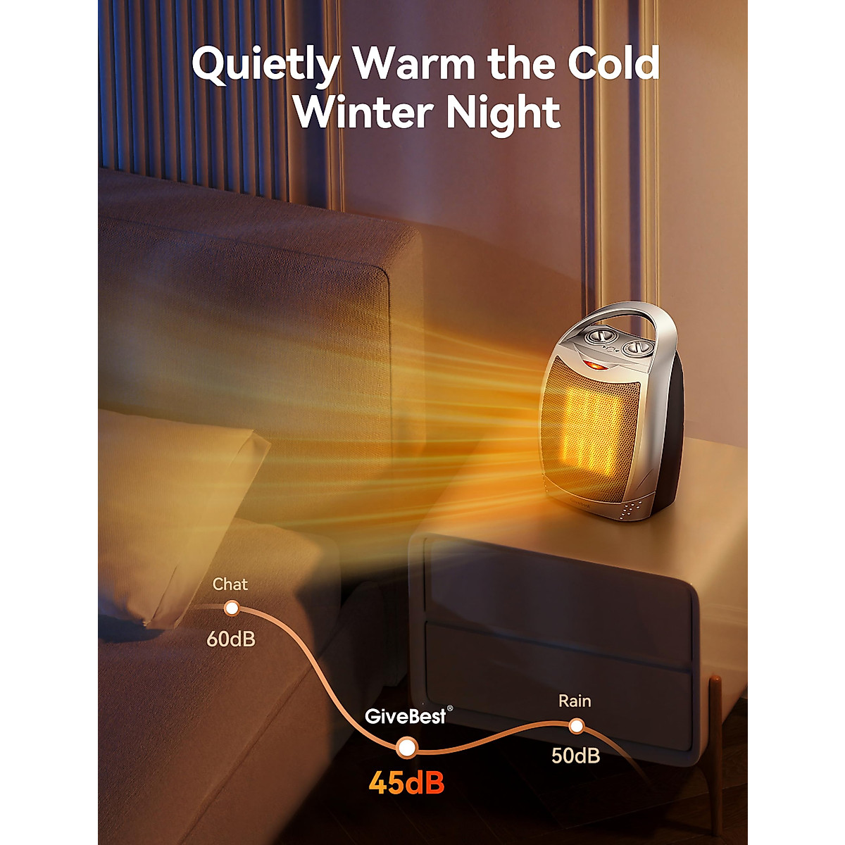 Portable Electric Space Heater with Thermostat, 1500W/750W Safe and Quiet Ceramic Heater Fan, Heat Up 200 Square Feet for Office Room Desk Indoor Use