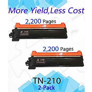 EASYPRINT (2-Pack of Black) Compatible Black TN210 Toner Cartridge TN-210 Used for Brother HL-3040CN, HL-3045CN, HL-3070CW, HL-3075CW, MFC-9010CN, MFC-9120CN, MFC-9125CN, MFC-9325CW, MFC-9320CW