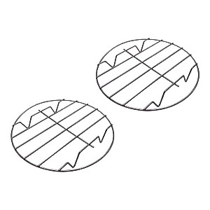 2Pcs 7 Inch Air Fryer Rack Cooking Steaming Cooling Multi-Purpose 304 Stainless Steel Round Rack Cross Wire w Stand Cookware Fit for Air Fryer Pressure Cooker Canning (7-Inch)