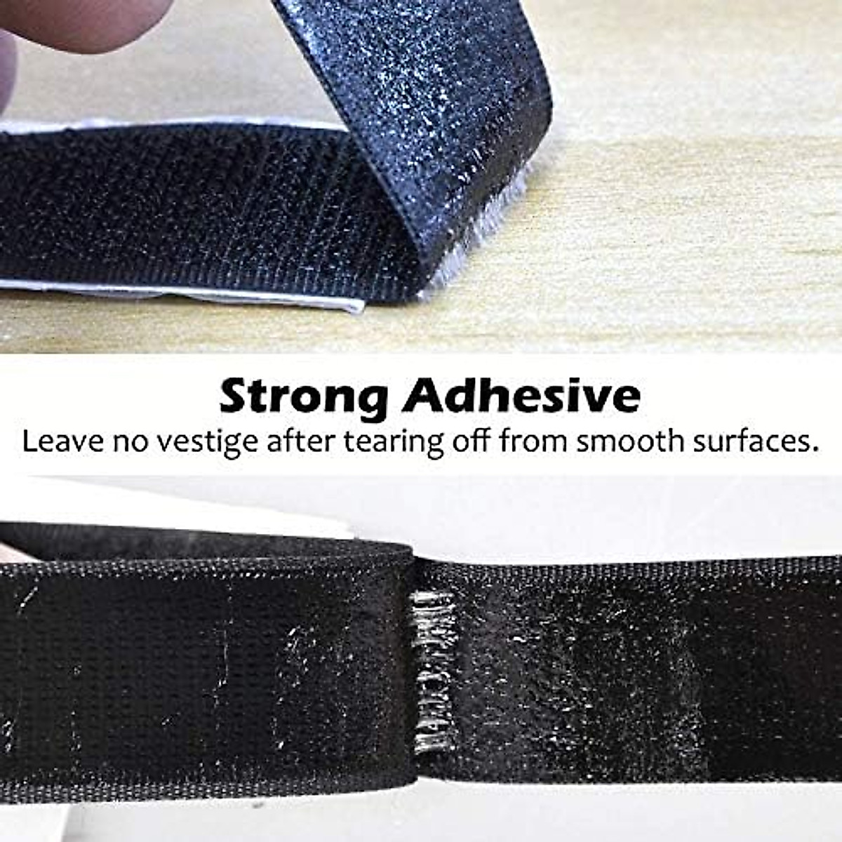 Double-Sided self-Adhesive Tape, 26Feet Extra Strong Double-Sided Adhesive with Fastener 0.8inch Wide self-Adhesive Adhesive pad with Loop Tape and Hook Tape (Black)