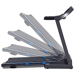 GYMAX Folding Treadmill, Electric Motorized Running Walking Machine with Heart Rate Sensor & LED Touch Display, 2.25HP Silent Treadmill for Home/Gym (Black+Blue)