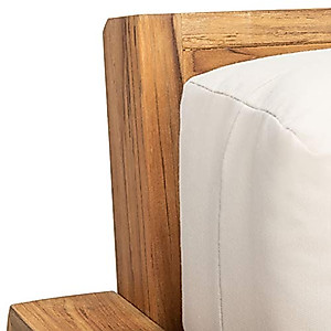 Safavieh CPT1010A Couture Curacao Brazilian Teak Outdoor 3-Seat Patio Sofa, Natural/White