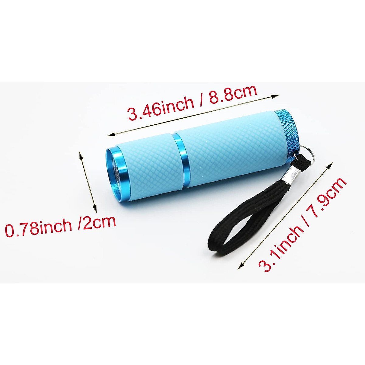 DAFURIET 9 LED Glow in Dark Flashlights, 4 Pack Rubber Coated Handheld Flashlights with Straps, Aluminum Portable Lights for Camping, Hiking, Emergency