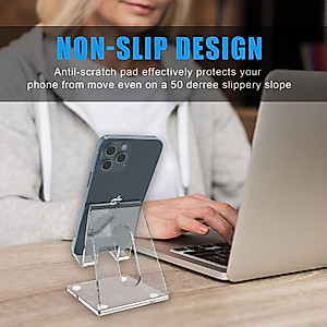 Acrylic Cell Phone Stand for Desk, Phone Holder for Office, Portable Phone Holder, Compatible with iPhone15 14 13 12 11 Pro XS Max XR 8 7 6S Plus, Samsung S20+ Note10, Tablets（1Pack）