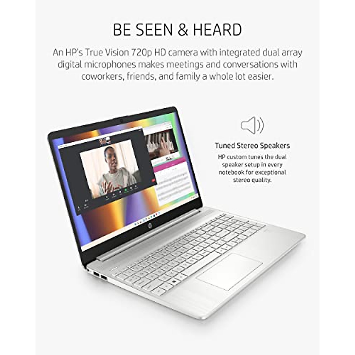 HP 15" Laptop, AMD Ryzen 3 5300U Processor, AMD Radeon Graphics, 256 SSD, Windows 11 Home in S Mode (15-ef2010nr, Natural Silver)