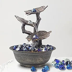 Indoor Water Fountain - 3 Tier Lotus Leaf Tabletop Fountain, Relaxation Min Waterfall for Room Decoration