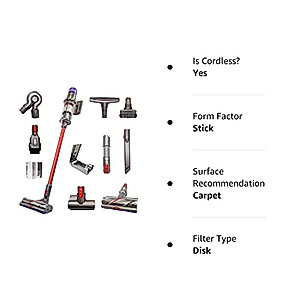 Dyson V11 Animal+ Cordless Red Wand Stick Vacuum Cleaner with 10 Tools Including High Torque Cleaner Head | Rechargeable, Cord-Free, Lightweight, Powerful Suction | Limited Red Edition