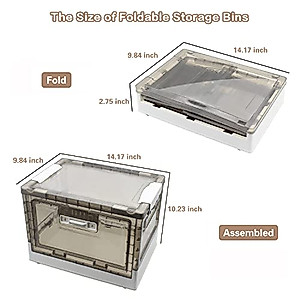 Dollox 2 Pack Plastic Storage Bins with Lids, Stackable Clear Storage Bins Storage Cart Foldable Box with Wheels Storage Box Totes for Home Room Organizer
