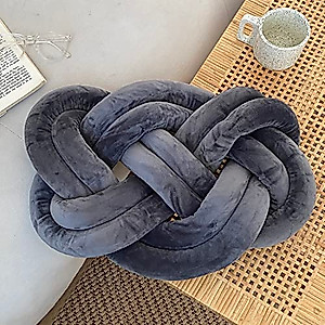 FPYWO Knot Pillow Ball Ring Shape Cushion Pillows,17.7" Super Soft Knot Ball Pillow Dark Grey Spandex Throw Pillow Decorative Knotted Pillow for Home Sofa & Bedroom Decor