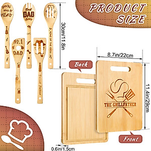 Nuenen 7 Pcs Father's Day Gifts Grandpa Gifts Papa Gifts, Dad Gift from Daughter Cutting Board Apron Bamboo Spoons Utensils(Dad)