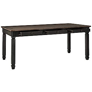 Signature Design by Ashley Tyler Creek Farmhouse Dining Table with Drawers, Seats up to 6, Almost Black