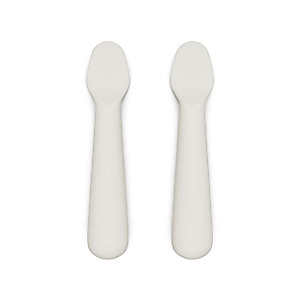 Lalo Little Spoon Set - 2 Piece Baby Spoons Set for Infants & Babies - Made From Food Grade Silicone Dishwasher Safe - Baby Feeding Essentials for Early Stage Mealtime - Oatmeal