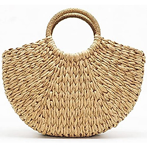 SAXTZDS Women's Tote Straw Bag, Beach Bag, Hand Woven Tote Bag with Inner Pocket, Large Black