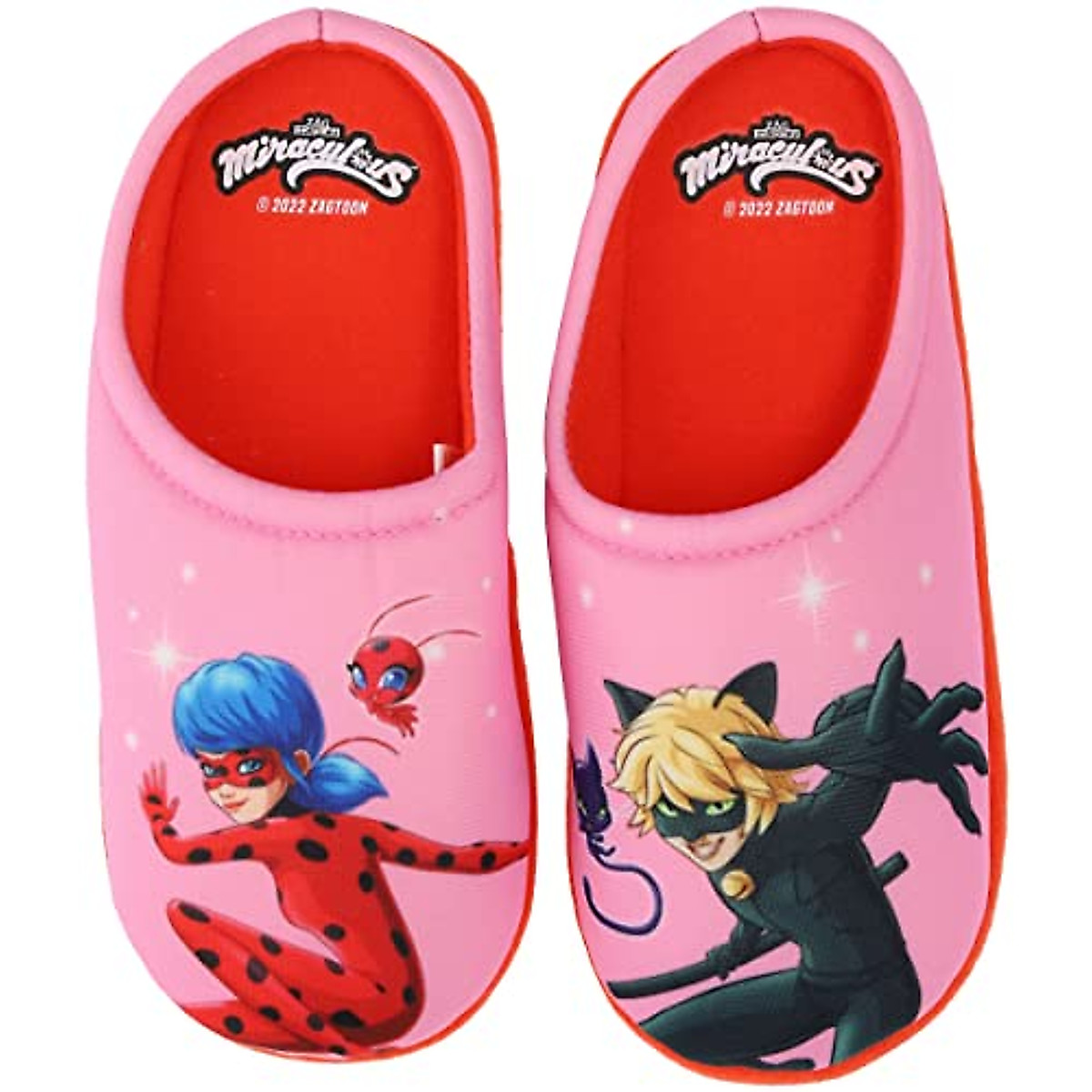 Miraculous Ladybug Pajamas for Girls Nightgown and Slipper Set, Short Sleeve Dorm Shirt, Red/Pink, Size 10/12