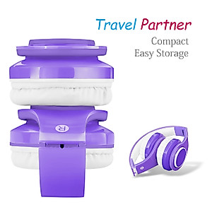 Woice Kids Wireless Bluetooth Headphones Volume Limited 85db/110db Stereo Sound Over-Ear Foldable Children Headphones with Mic SD Card Slot up to 16 Hours Play time for Boys Girls Adults (Purple)