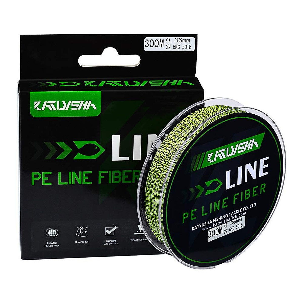 KATUYSHA Braided Fishing Line, Abrasion Resistant Zero Stretch Braided Lines 4 Strands Super Strong Superline 20Lb Test 109 Yards