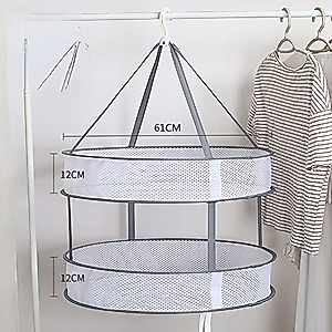 PVBOX Tiled Underwear Socks Clothes Drying net White mesh Hanging Drying Rack Foldable Double-Layer mesh Pocket Artifact Largegraydoubledecker