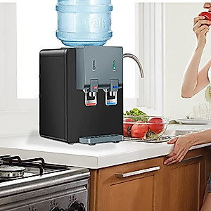 ACCVI Premium Countertop Water Cooler Dispenser, Holds 3 or 5 Gallon Jug, Top Loading, Hot and Cold Water, Child Safety Lock, Compact Design Ideal For Homes, Kitchens, Offices, Dorms, Black