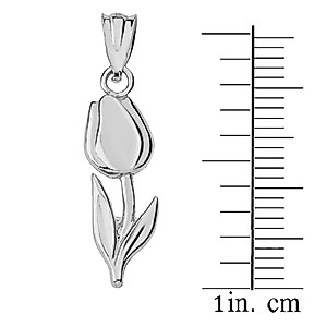 Fashion 925 Sterling Silver Floral Tulip Flower Charm Pendant