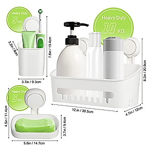 Uten Shower Caddy Suction Cup Shower Shelf Suction Shower Basket & Toothbrush Holder, 3-in-1 Bathroom Shelves Easy Installation Removable Powerful Shower Organizer, Waterproof Shower Storage.