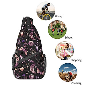 Sling Bag Tarot Moon Butterfly Magic Goth Hiking Daypack Crossbody Shoulder Backpack Travel Chest Pack for Men Women