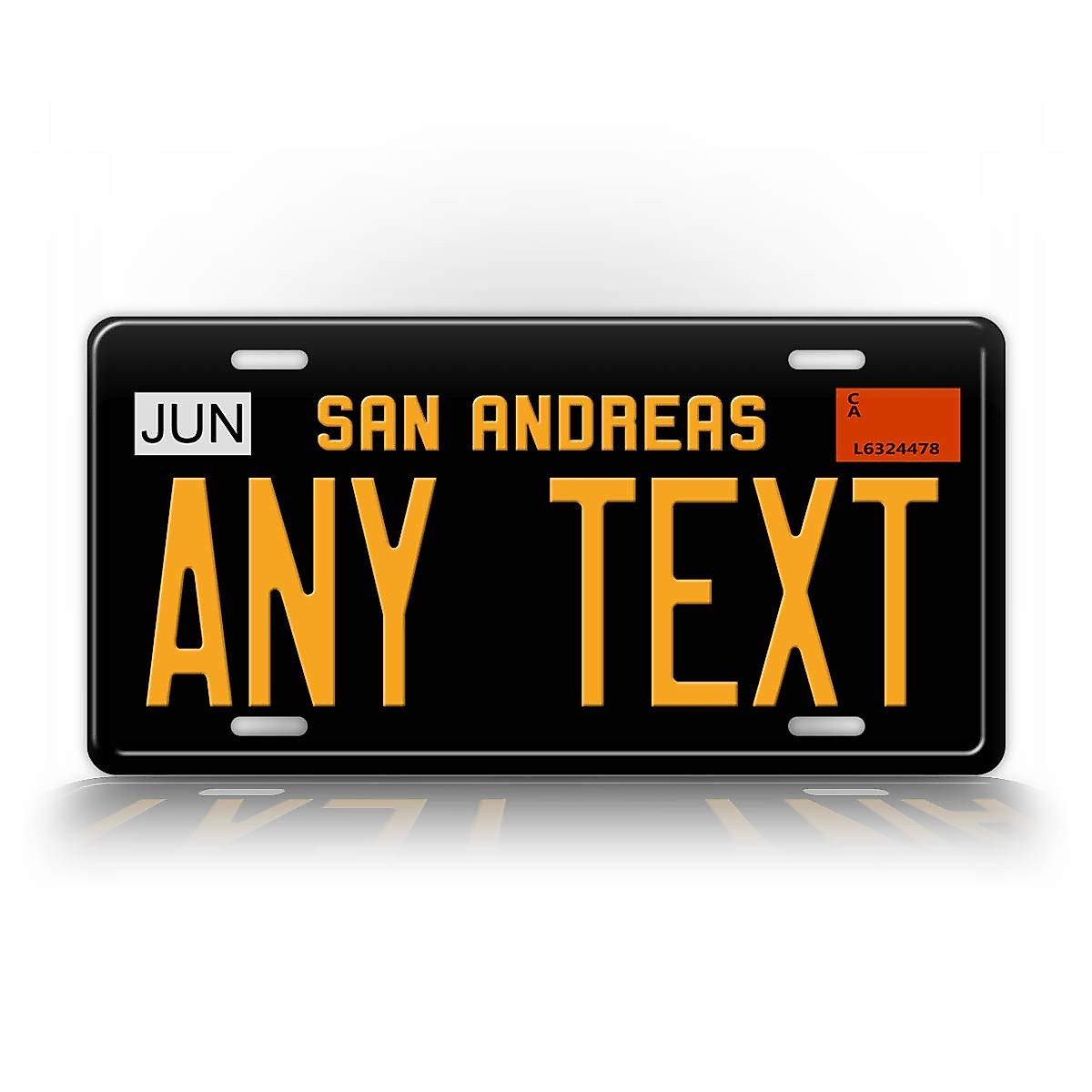 Custom GTA V San Andreas Black 1963–69 Replica Personalized Text Novelty Auto Tag
