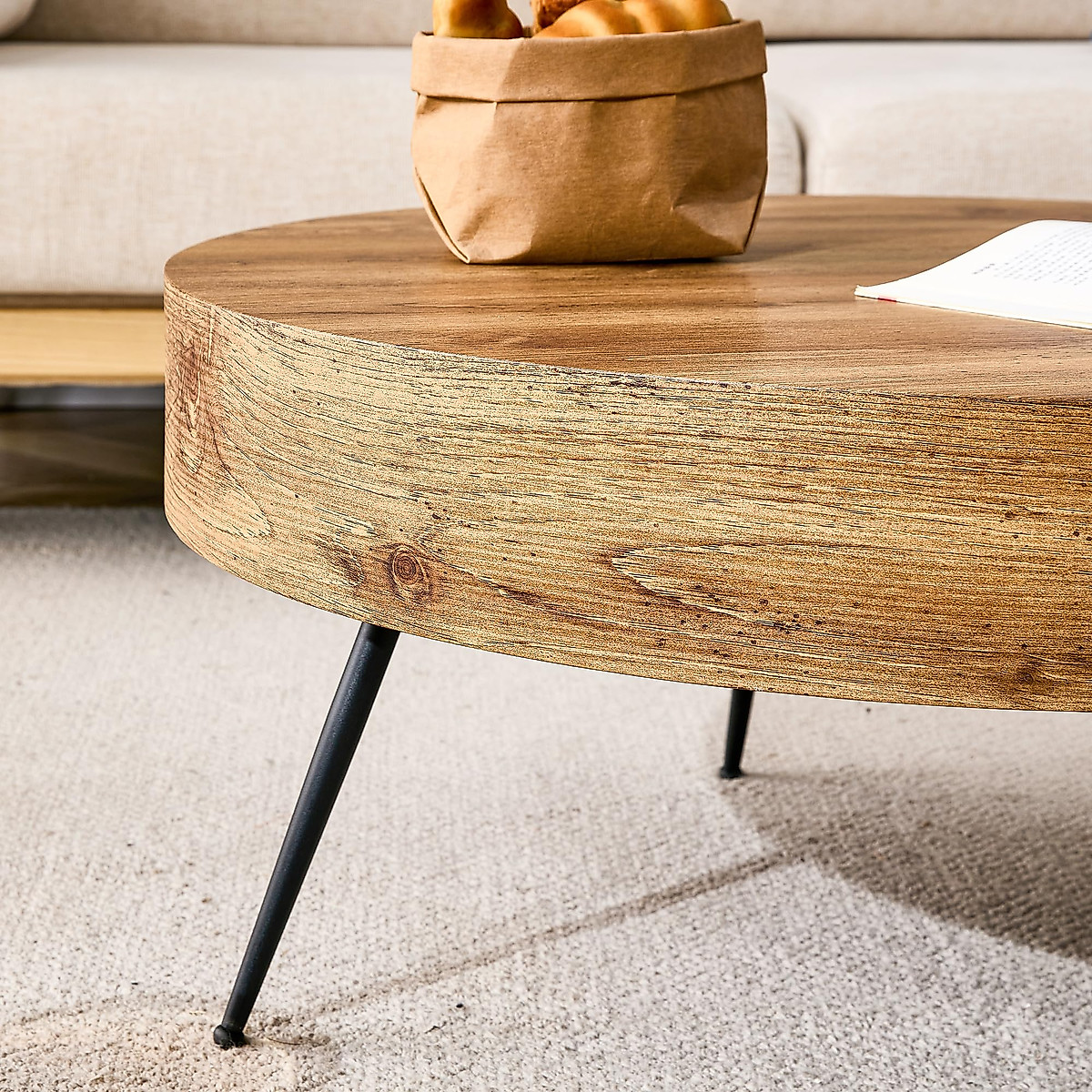 LKTART 31.5'' Modern Round Coffee Table Accent Table for Living Room Dining Room Bedroom Office