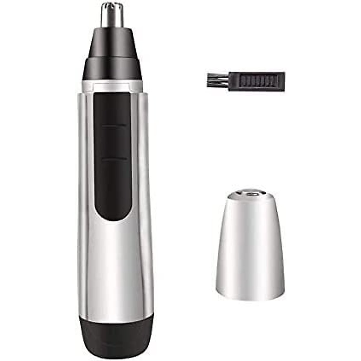 QINERSAW Nose Trimmer, Ear Hair Trimmer for Men, Portable Painless Electric Nose Hair Remover, Mens Nose Hair Trimmer, Waterproof, Battery Operated (Silver)