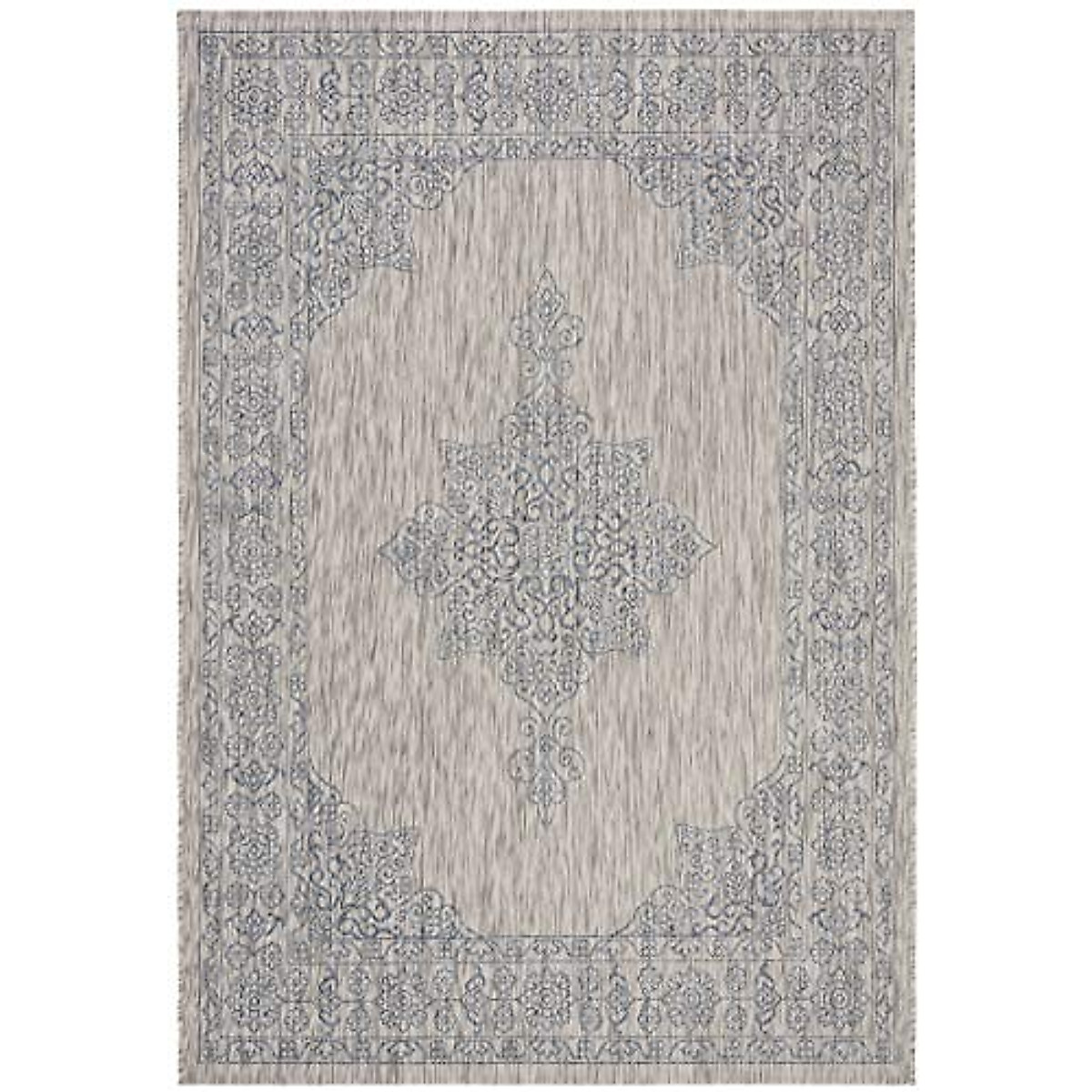SAFAVIEH Courtyard Collection Area Rug - 5'3" x 7'7", Grey & Navy, Non-Shedding & Easy Care, Indoor/Outdoor & Washable-Ideal for Patio, Backyard, Mudroom (CY8232-36812)