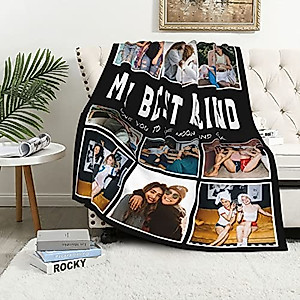 Purefly Gifts for Besties Personalized Blankets with Photos, Customized Picture Blanket for Women Girls Adult, Personalized Throw Blankets Gifts for Best Friend Birthday Christmas (style6)