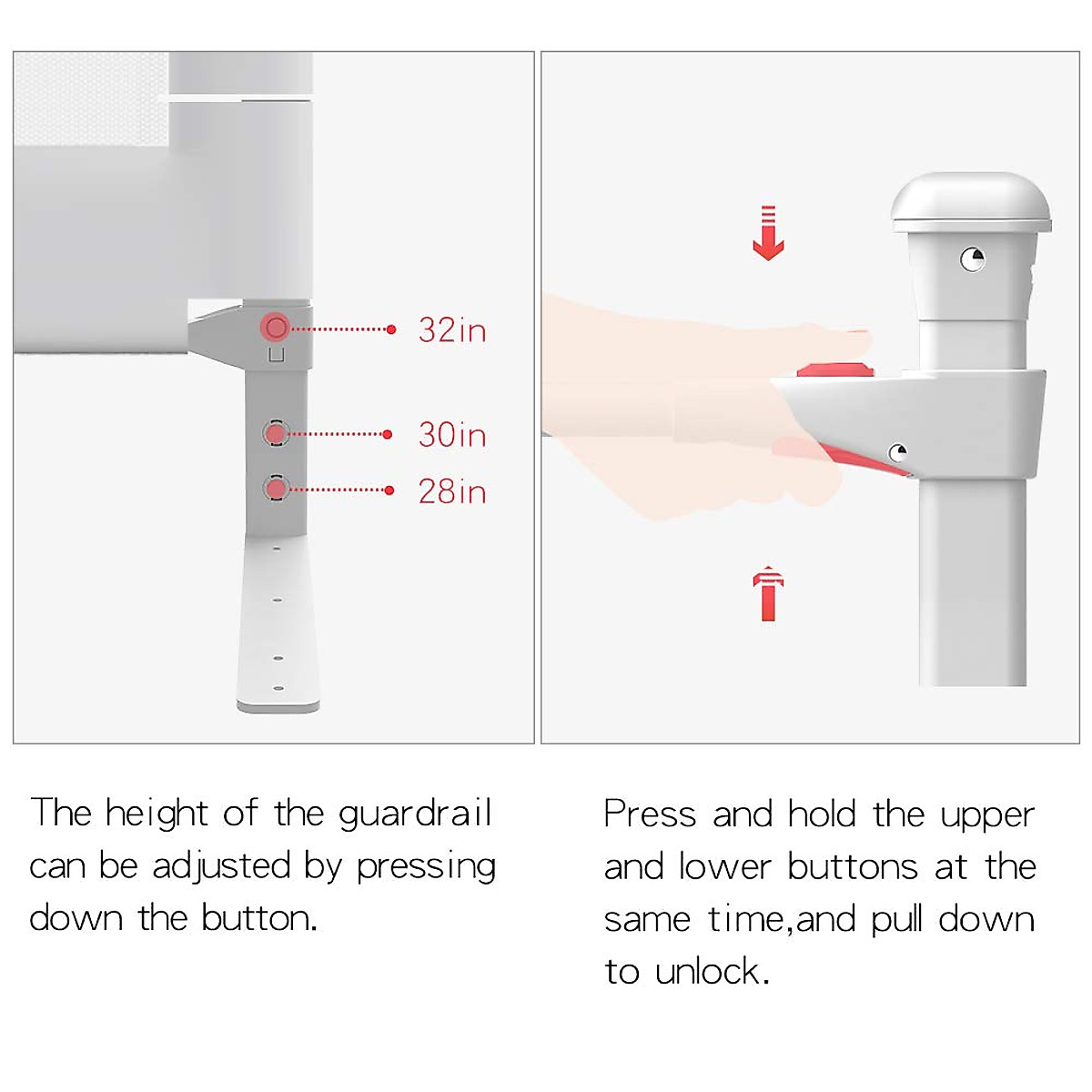 MAYbabe Bed Rail. Baby Bed Rail. Extra Long and Tall Kids Bed Rail Guard -Bed Guard Rails for King&Queen 80 inches Long(Gray-1 Pack)