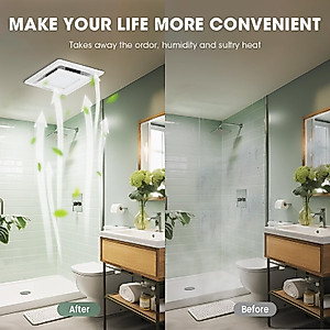 FASDUNT Bathroom Exhaust Fan with Light, 12W Bathroom Fan with LED Light Combo, 120 CFM 1.0 Sones Quiet Bathroom Vent Fan with Light Combo 5000K for Home Bath Office Hotel