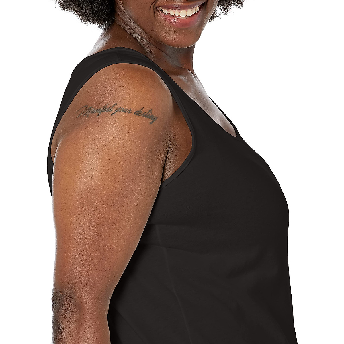 JUST MY SIZE womens Shirt-tail tank top and cami shirts, Black, 2X US